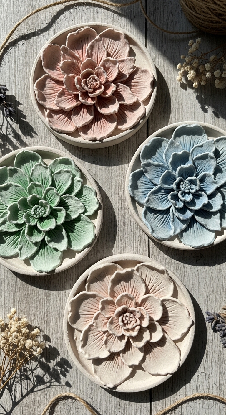 10 Handmade Floral Clay Pieces - ALESTER LOJIC